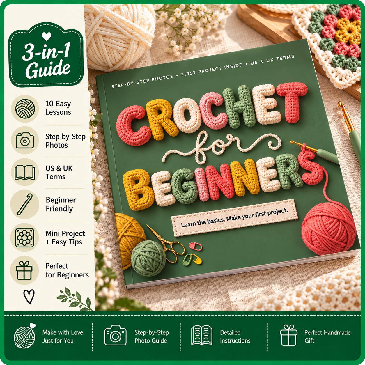 Crochet for Beginners Book | Step-by-Step Crochet Guide with Photos