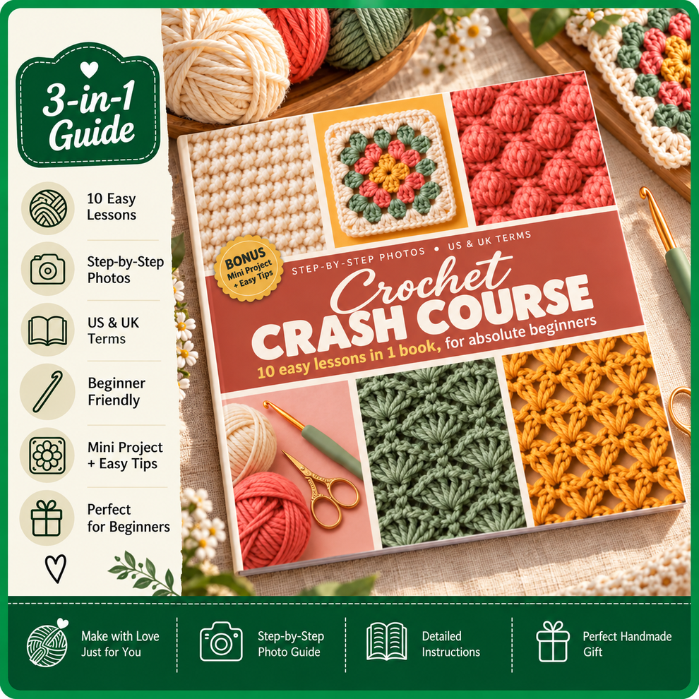 Crochet for Beginners Book, Easy Step-by-Step Crochet Guide, 10 Lesson